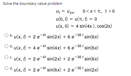 Solved Solve the boundary value problem Ut = Uxx 0 uo, t) = | Chegg.com