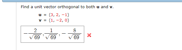 Solved Find a unit vector orthogonal to both u and v u (3, | Chegg.com