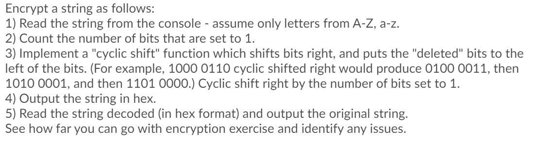 Solved Encrypt a string as follows: 1) Read the string from | Chegg.com