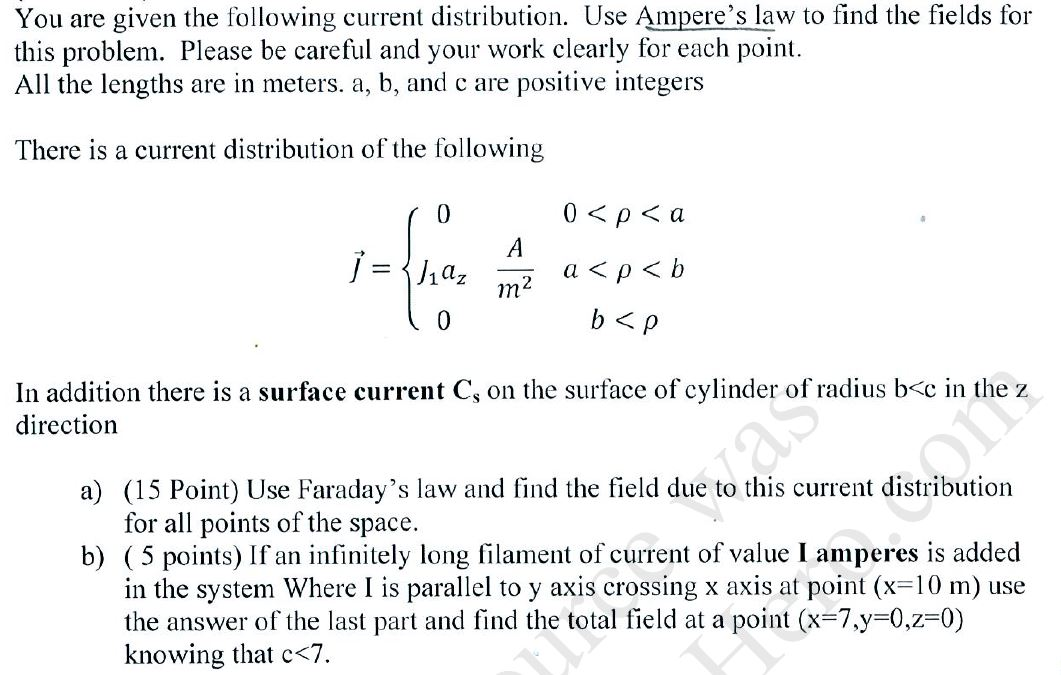 Solved You are given the following current distribution. Use | Chegg.com