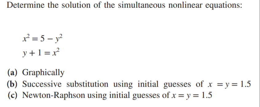 Solved Determine the solution of the simultaneous nonlinear | Chegg.com