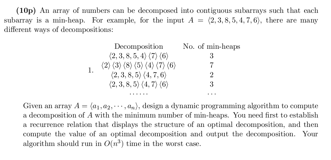 Solved (10p) An array of numbers can be decomposed into | Chegg.com