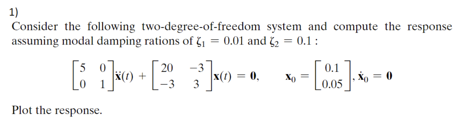 Solved Consider the following two-degree-of-freedom system | Chegg.com