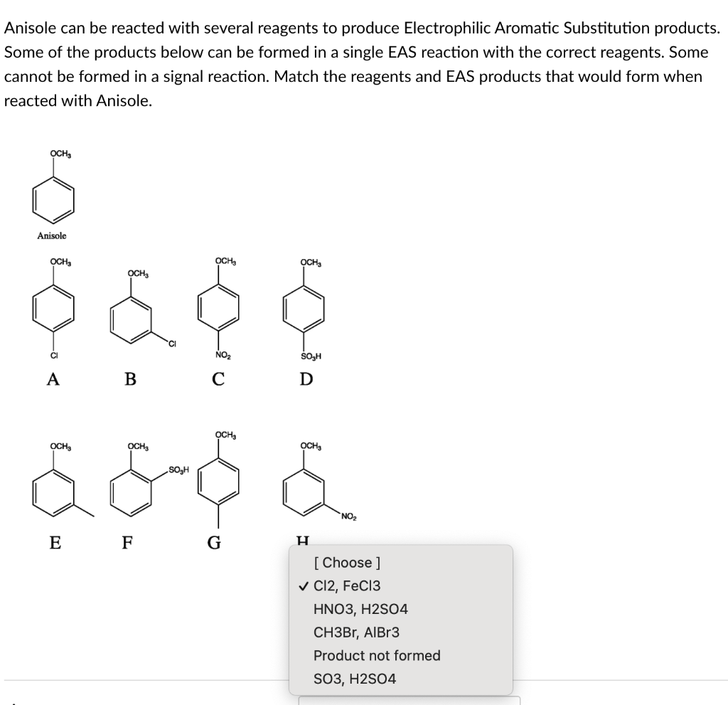 Solved Anisole can be reacted with several reagents to | Chegg.com