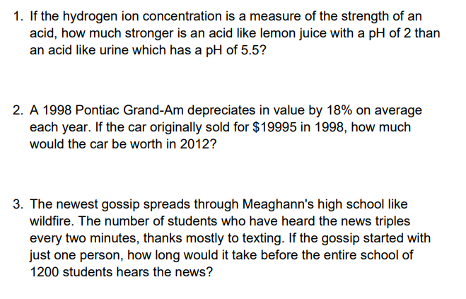 Solved Skill Question Use your knowledge of logarithmic | Chegg.com