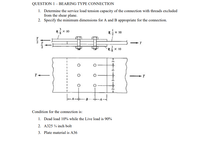 Solved QUESTION 1 - BEARING TYPE CONNECTION 1. Determine the | Chegg.com