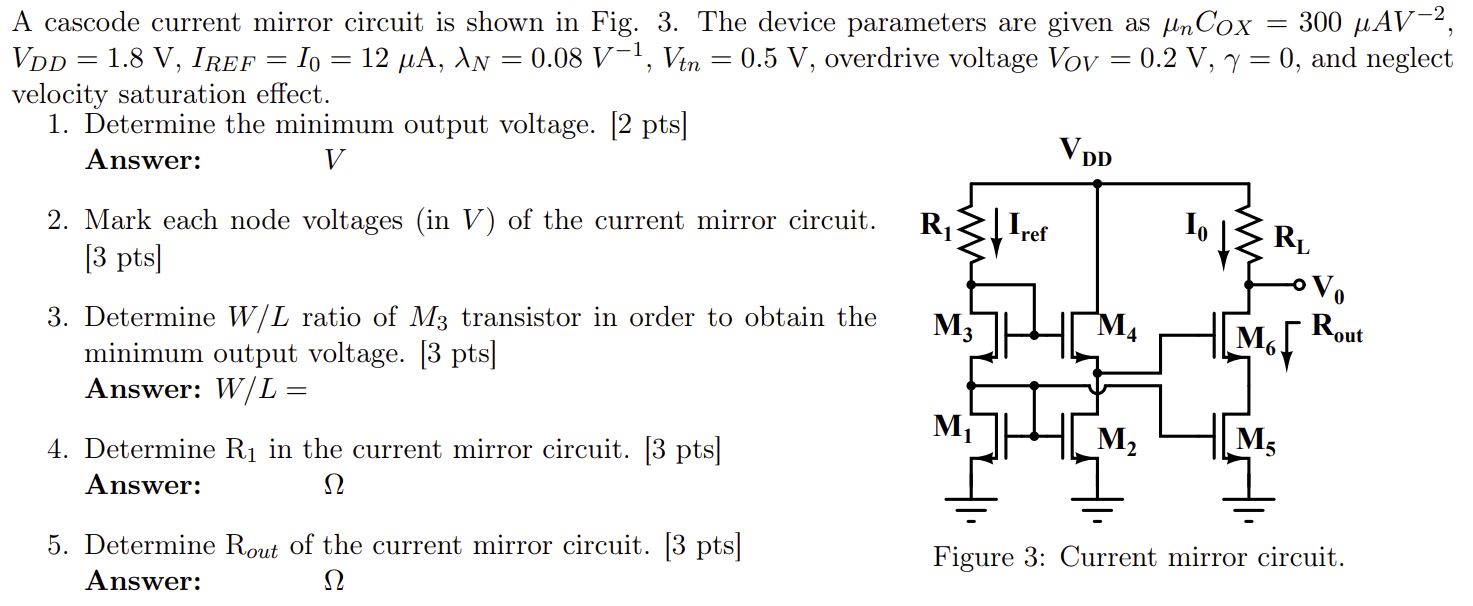 Solved A cascode current mirror circuit is shown in Fig. 3. | Chegg.com