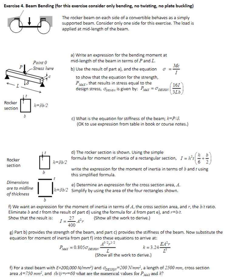 Solved Exercise 4. Beam Bending (for this exercise consider | Chegg.com