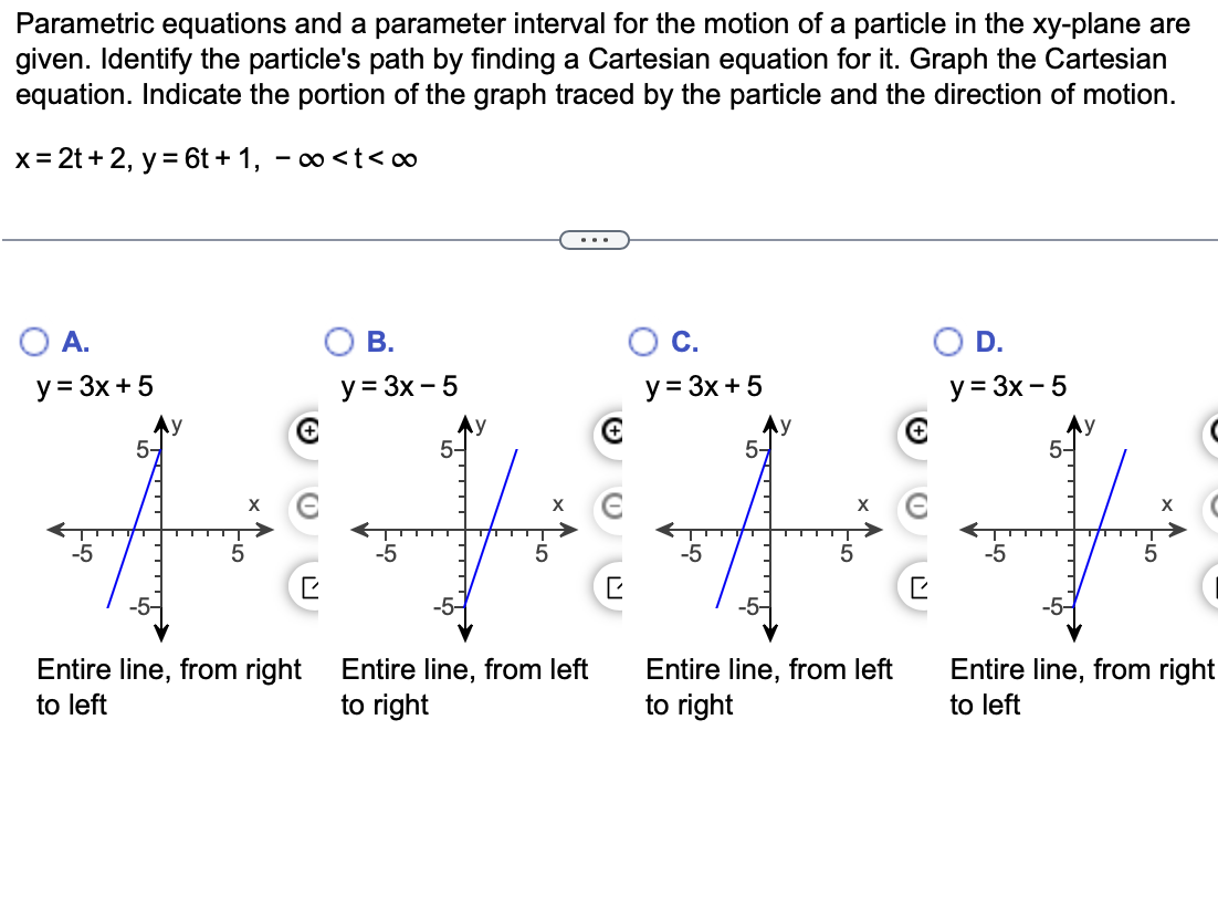 Solved Parametric equations and a parameter interval for the | Chegg.com