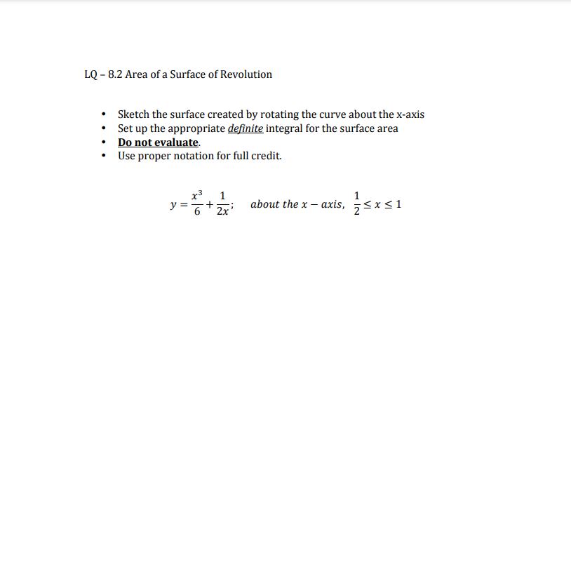 Solved LQ - 8.2 Area of a Surface of Revolution Sketch the | Chegg.com