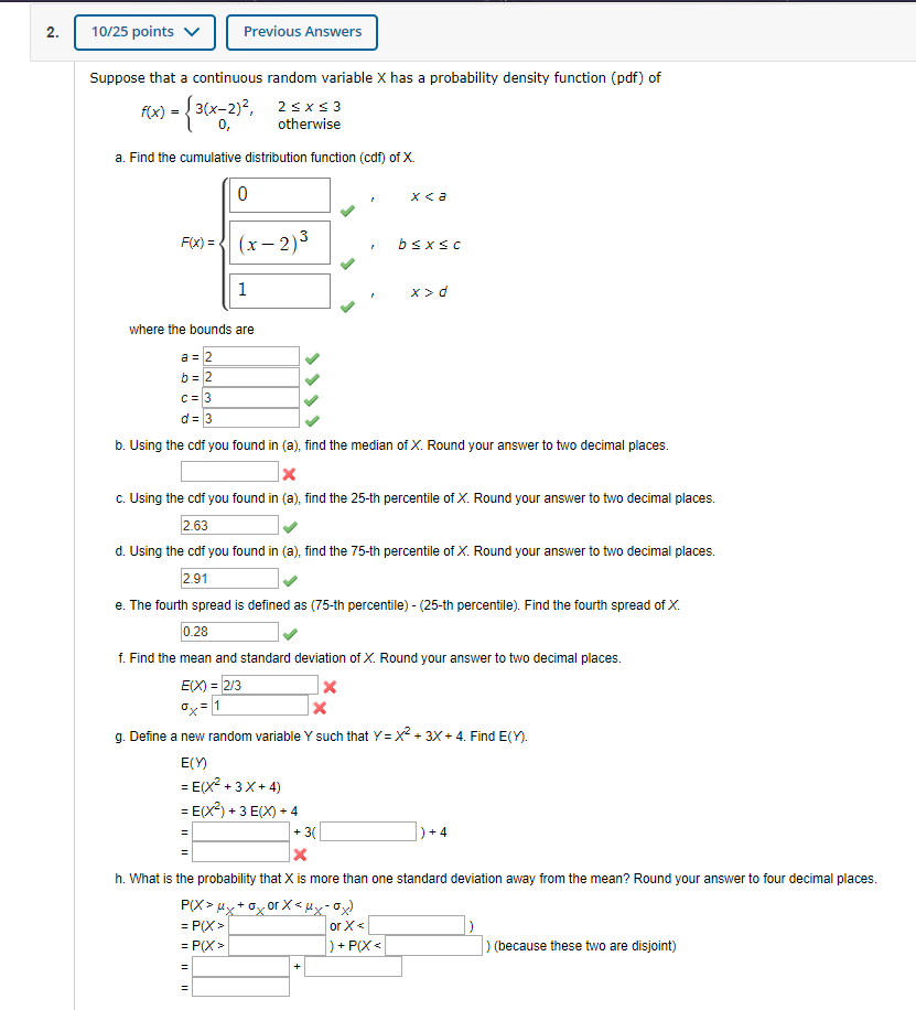 Solved 2. 10/25 points v | Previous Answers Suppose that a | Chegg.com