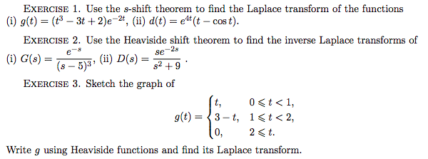 Solved se (8-5)3 EXERCISE 1. Use the s-shift theorem to find | Chegg.com