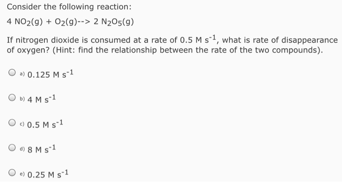 Solved Consider the following reaction 4 NO2(g) O2(9)> 2 | Chegg.com