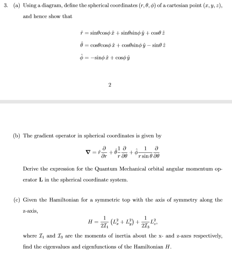 Solved 3 a Using A Diagram Define The Spherical Chegg