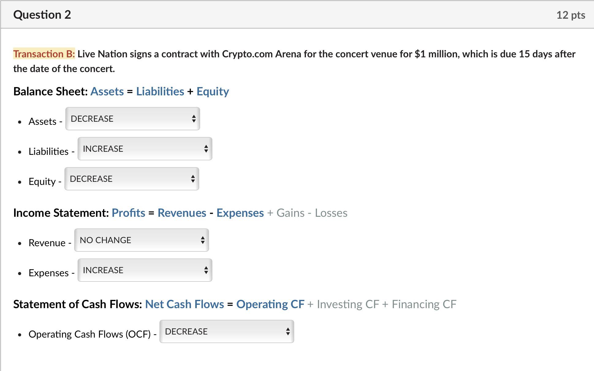 Solved I have to put if each one increases, decreases or no | Chegg.com