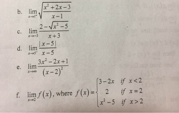 Solved lim_x rightarrow 1^+ squareroot x^2 + 2x - 3/x - 1 | Chegg.com