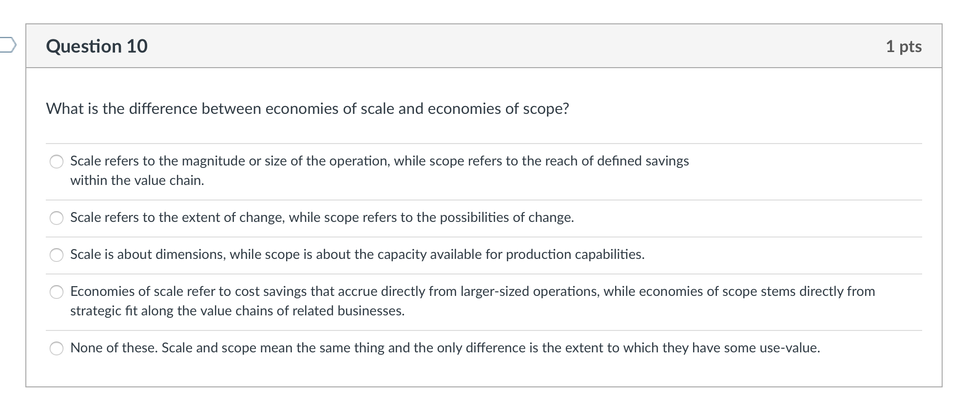 Solved Question 10 1 pts What is the difference between | Chegg.com