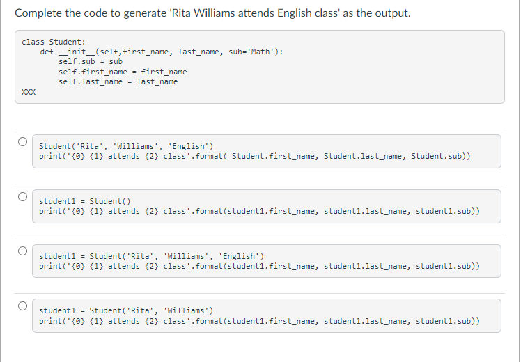 Solved Complete the code below to produce Student Name: ABC | Chegg.com