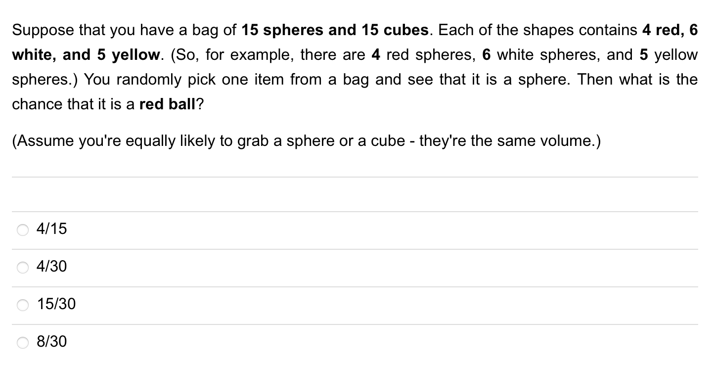 Solved Suppose that you have a bag of 15 spheres and 15 | Chegg.com