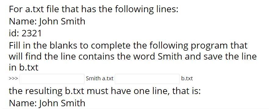 Solved For a.txt file that has the following lines: Name: | Chegg.com