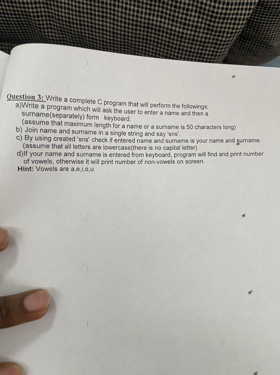Solved Question 3: Write a complete C program that will | Chegg.com