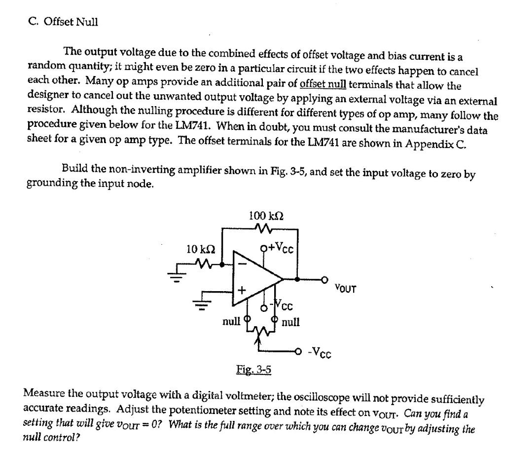 Solved Procedure A. Input Offset Voltage Build the circuit | Chegg.com