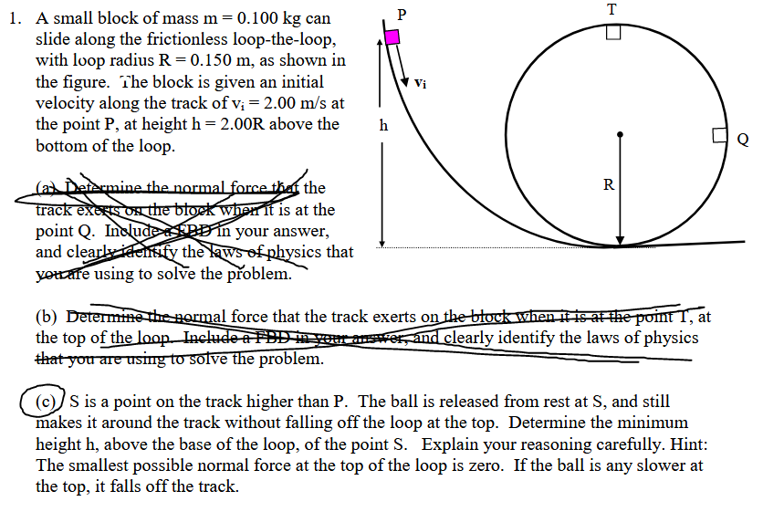 Solved P T 1. A small block of mass m=0.100 kg can slide | Chegg.com