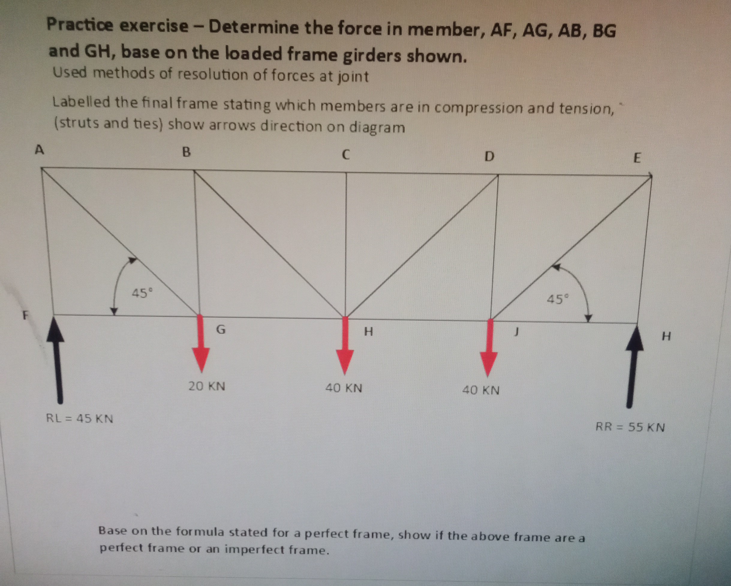 Solved Practice exercise - Determine the force in member, | Chegg.com