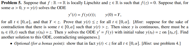 Problem 5. Suppose that f:R→R is locally Lipschitz | Chegg.com