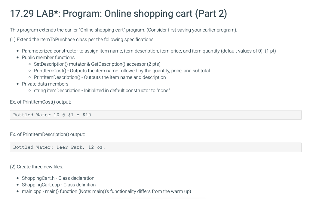 Solved This program extends the earlier "Online shopping | Chegg.com