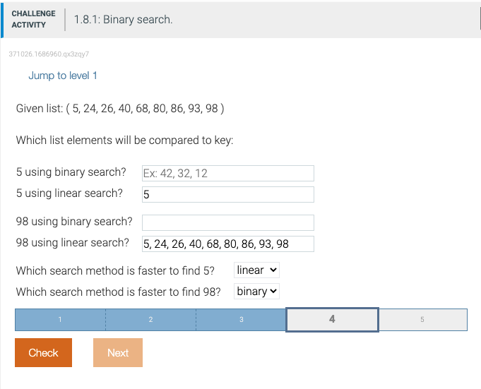 Solved CHALLENGE ACTIVITY 1.8.1: Binary search. | Chegg.com