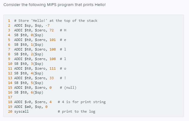 Solved Consider the following MIPS program that prints | Chegg.com