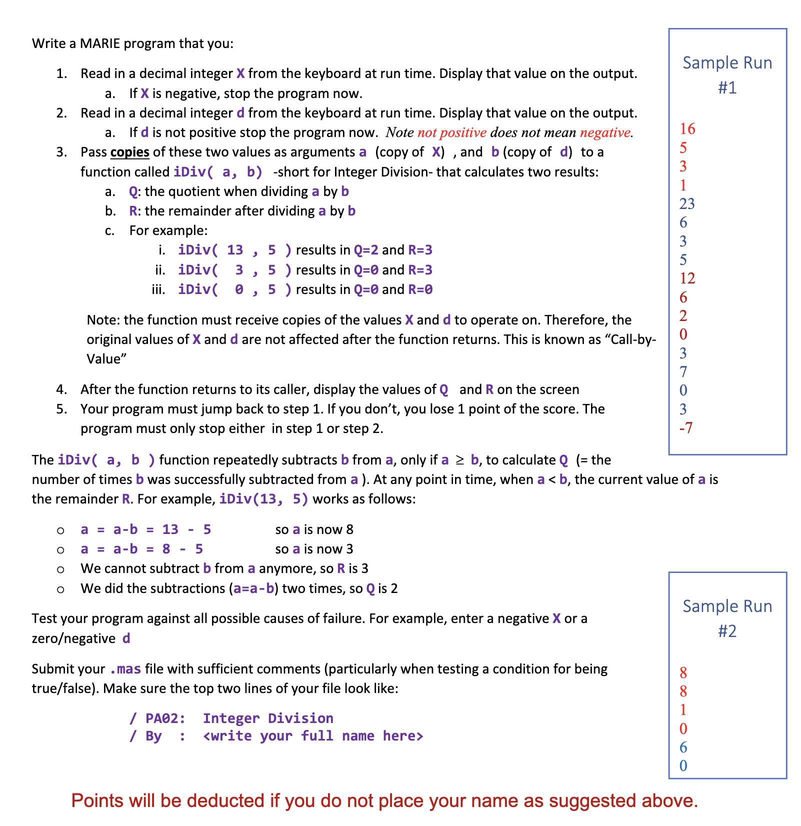 Solved Write a MARIE program that you: 1. Read in a decimal | Chegg.com