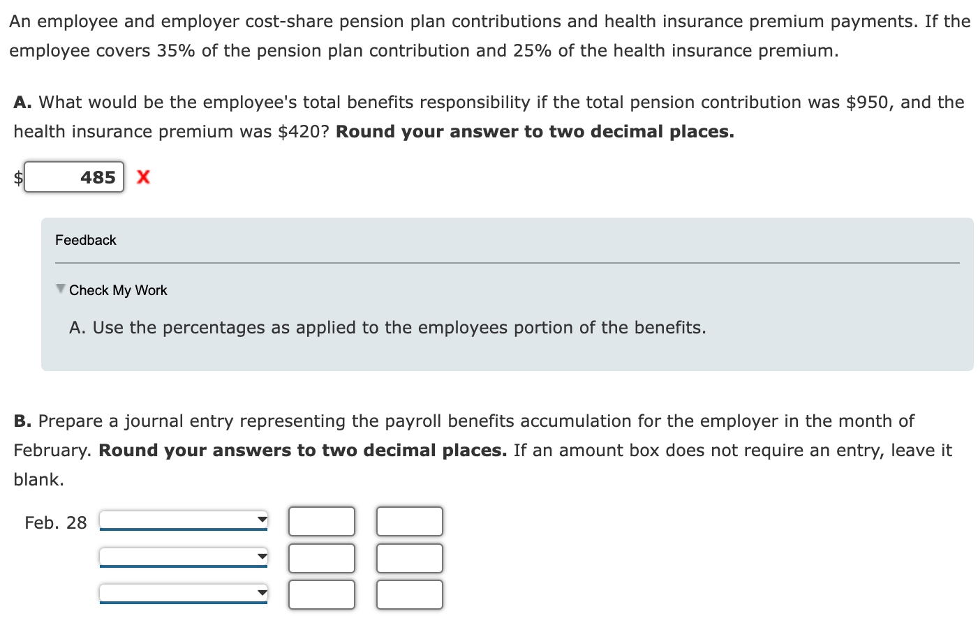 Solved An employee and employer cost-share pension plan | Chegg.com