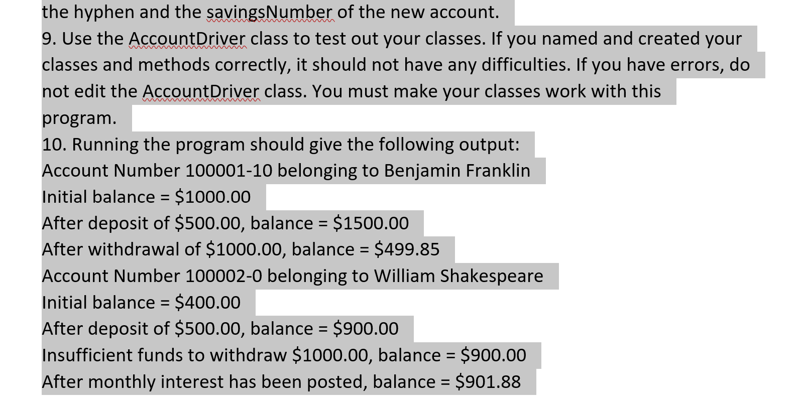 Solved Task \#1 Extending the BankAccount Class 1. Find the | Chegg.com Solved Task \#1 Extending the BankAccount Class 1. Find the | Chegg.com