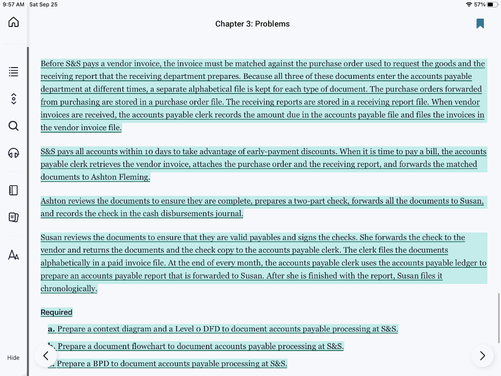 Solved 9:57 AM Sat Sep 25 57% Chapter 3: Problems MIT (o> | Chegg.com