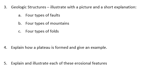 Solved Geologic Structures - ﻿illustrate with a picture and | Chegg.com