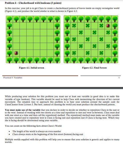 Solved Problem 4 - Checkerboard with booleans (3 points) In | Chegg.com