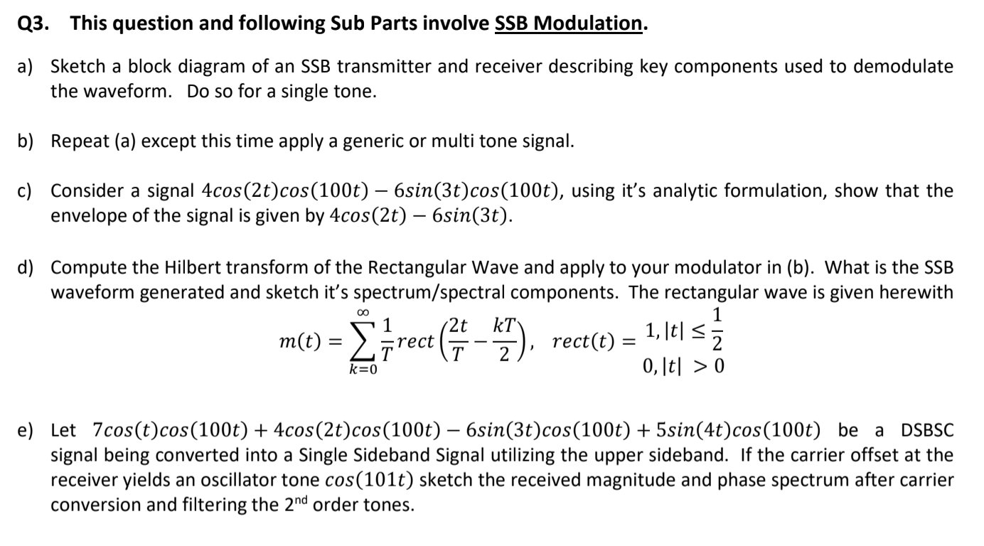 Q3. This question and following Sub Parts involve SSB | Chegg.com