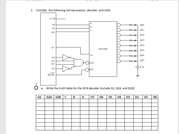 Solved 1. Consider the following microprocessor, decoder, | Chegg.com