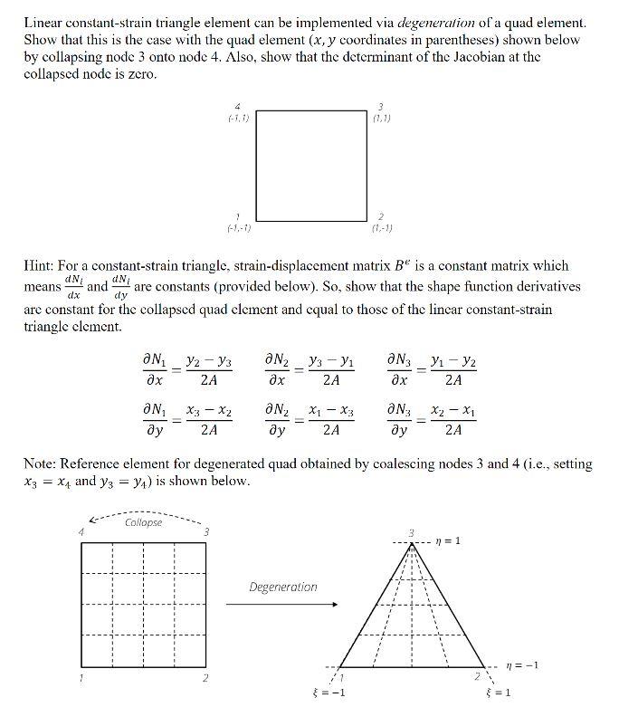 Solved Linear constant-strain triangle element can be | Chegg.com