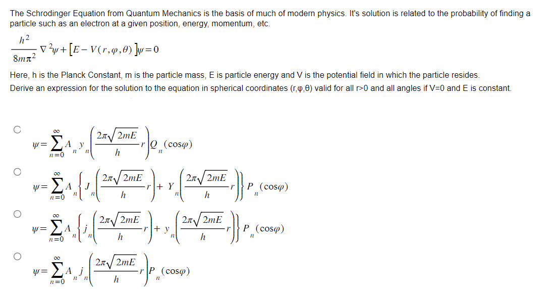 Solved The Schrodinger Equation from Quantum Mechanics is | Chegg.com