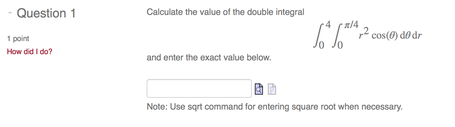 Solved Calculate the value of the double integral Question 1 | Chegg.com