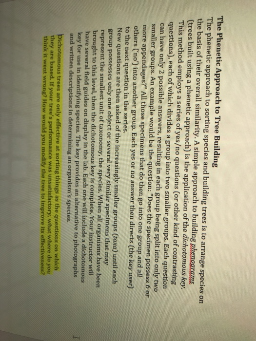 Solved The Phenetic Approach to Tree Building The phenetic | Chegg.com