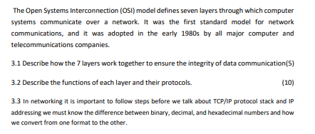 Solved The Open Systems Interconnection (OSI) model defines | Chegg.com