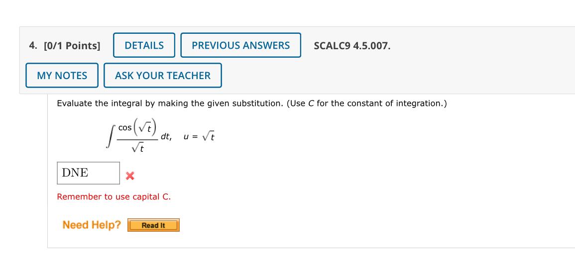 Solved 4. [0/1 Points] DETAILS PREVIOUS ANSWERS SCALC9 | Chegg.com