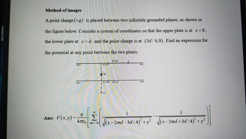 Solved Method of images A point charge(+9) is placed between | Chegg.com