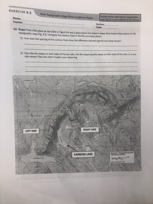 EXERCISE 9.2 How Topographic Maps Show Landform | Chegg.com