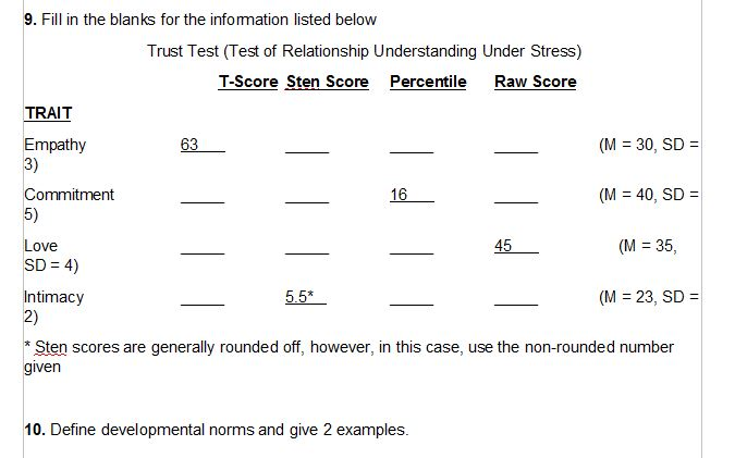 9. Fill in the blanks for the information listed | Chegg.com