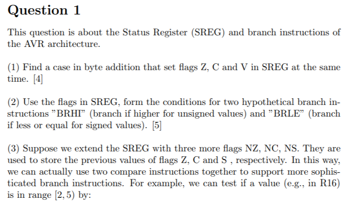 Solved Question 1 This question is about the Status Register | Chegg.com